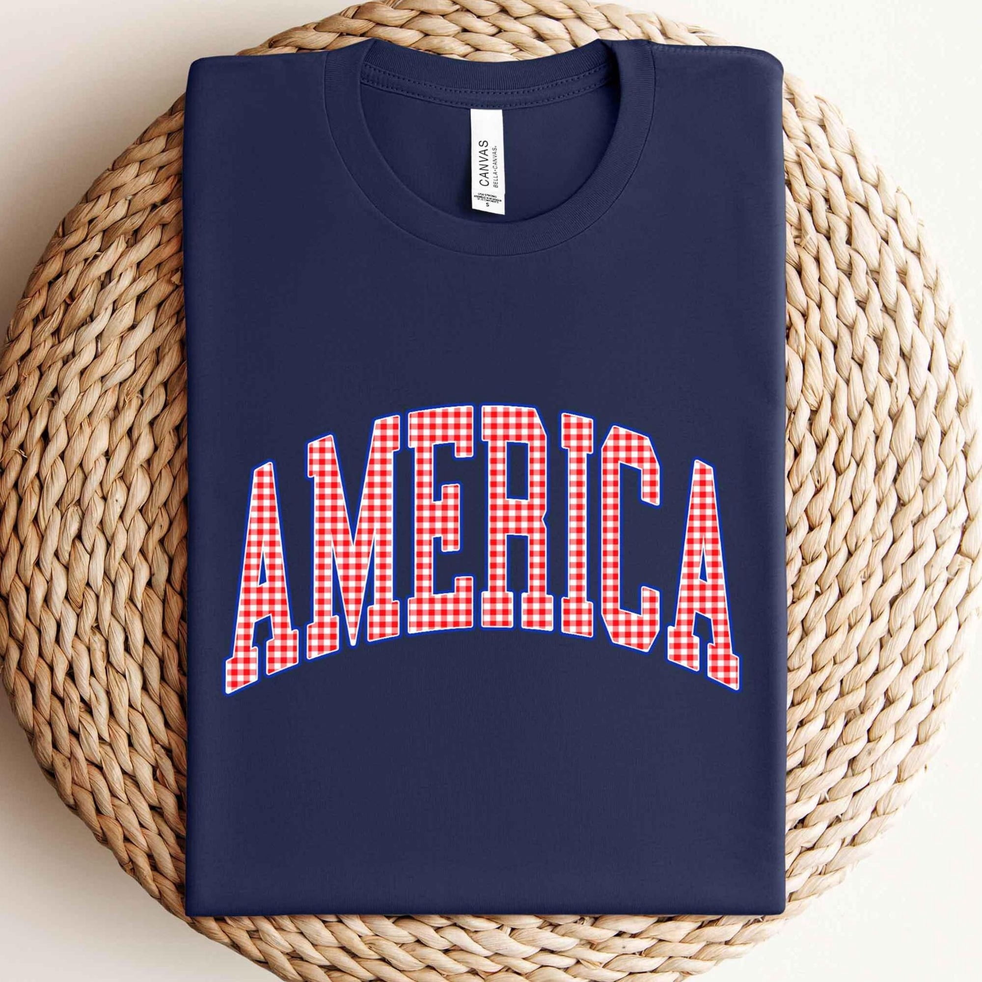 AMERICA Gingham TeeRed White amp Blue Patriotic Women ShirtIndependence ...