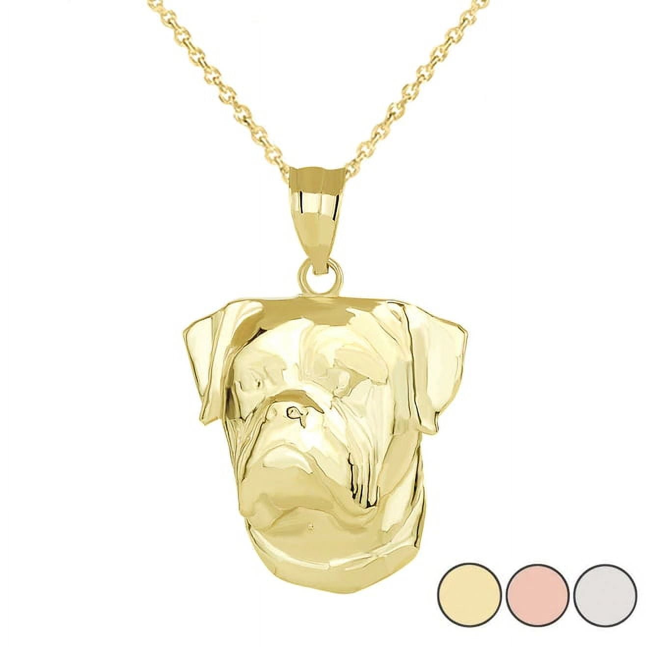 AMERICAN BULLDOG HEAD PENDANT NECKLACE IN GOLD (YELLOW/ ROSE/WHITE ...