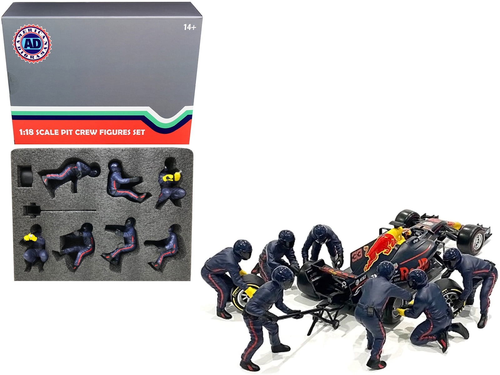 AMERICAN DIORAMA 1/18 - FIGURINES F1 Pit Crew Figures Set 2 Team Blue ...