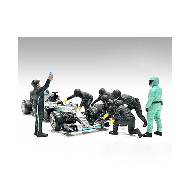 AMERICAN DIORAMA 1/18 - FIGURINES F1 Pit Crew Figures Set 3 Team Silver ...