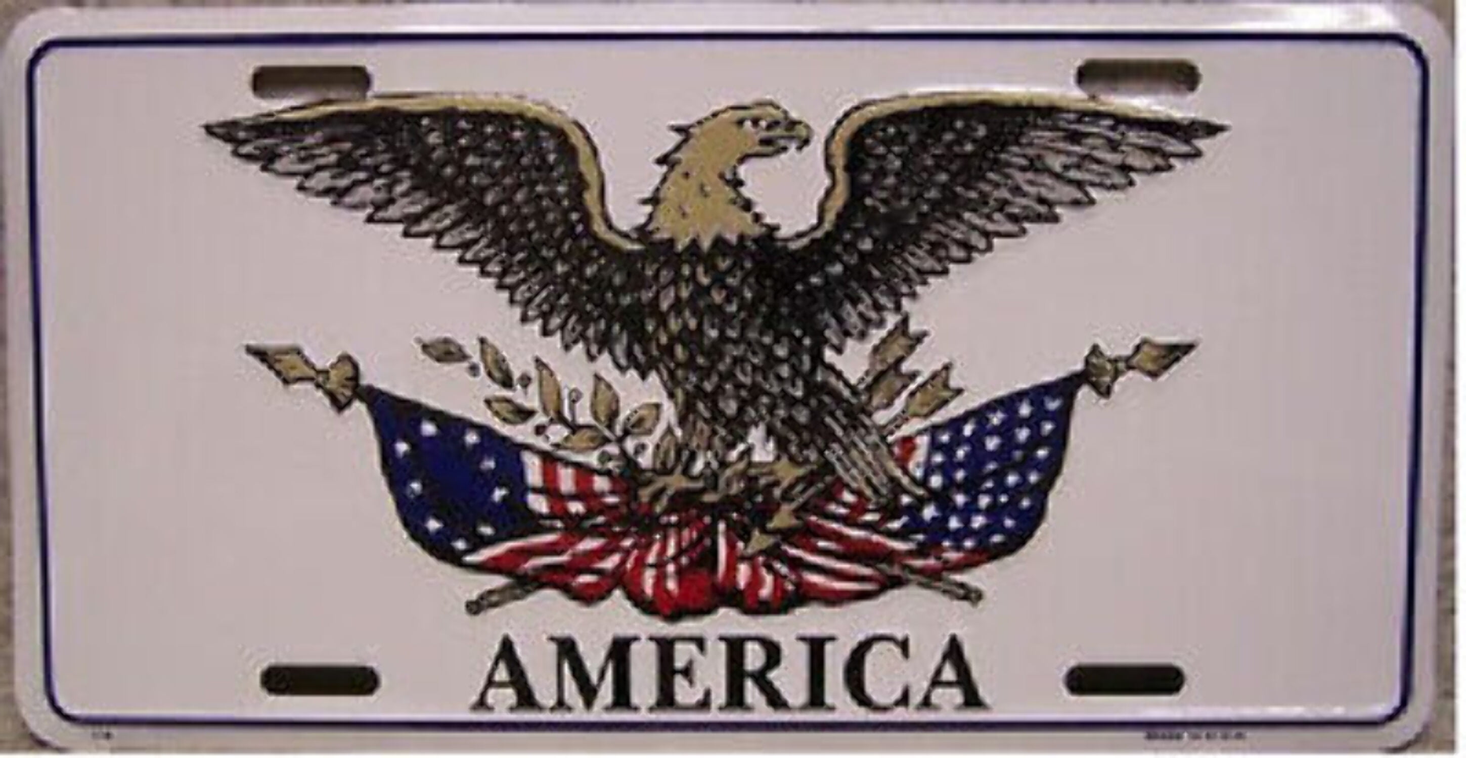 AMERICAN EAGLE PATRIOTIC USA WHITE Aluminum Embossed License Plate ...