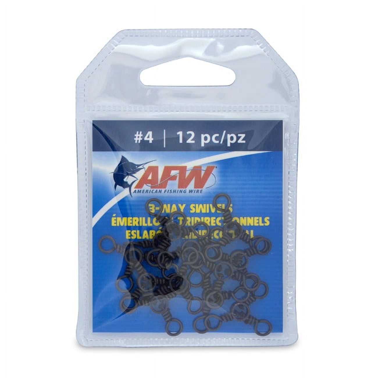 AMERICAN FISHING WIRE AFW 3-Way Swivels with Stainless Steel Rings 12pc ...