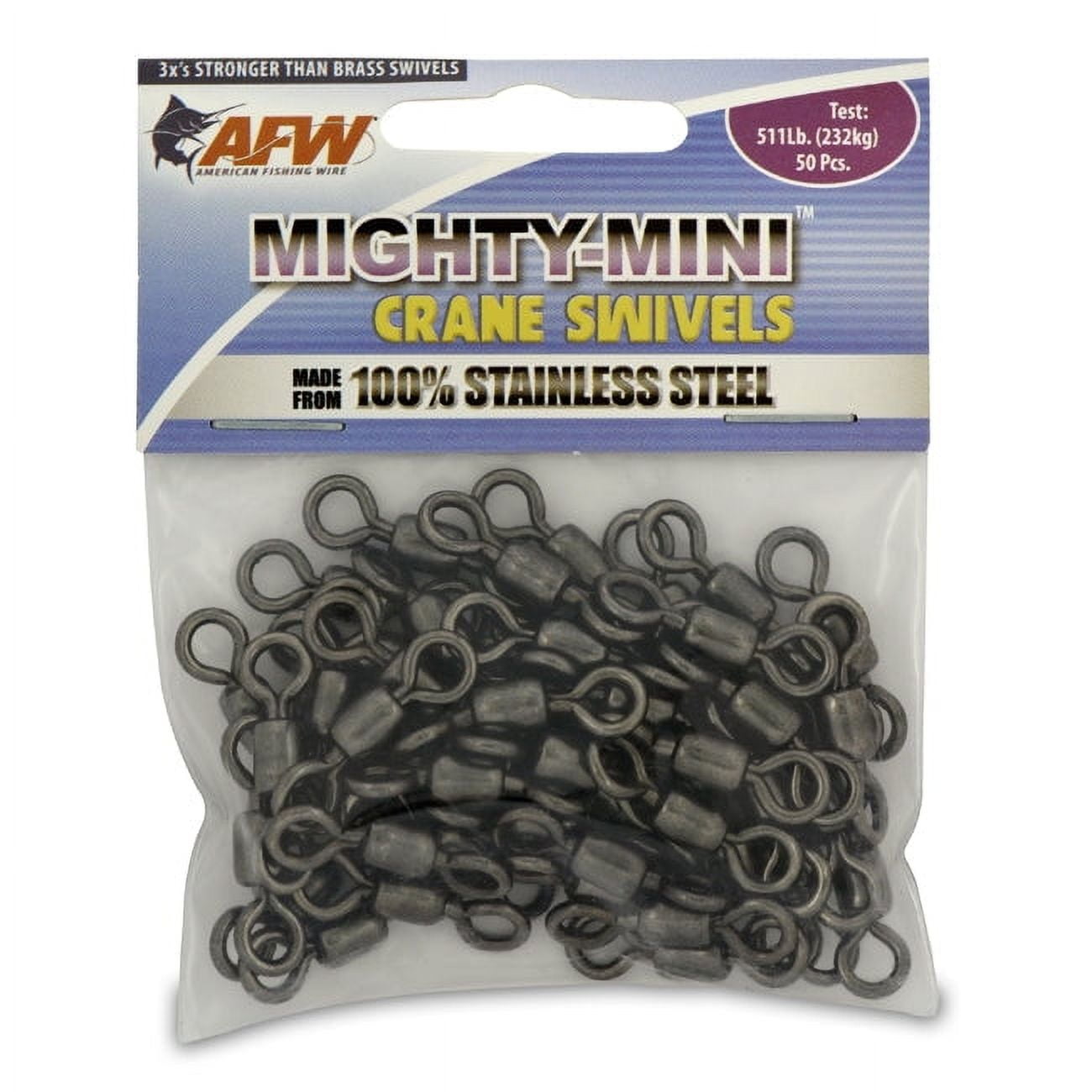 AMERICAN FISHING WIRE AFW Mighty Mini Stainless Steel Crane Swivels ...