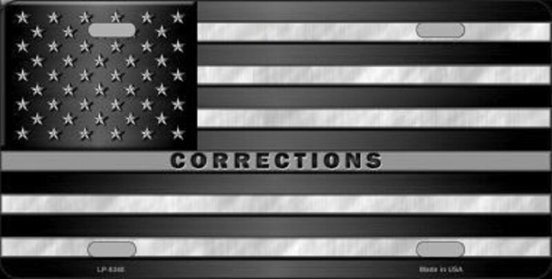 AMERICAN FLAG CORRECTIONS OFFICER THIN GREY LINE METAL NOVELTY LICENSE ...
