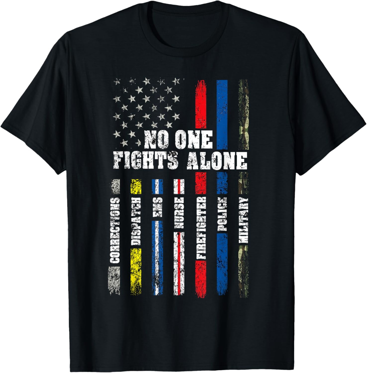 AMERICAN Flag Thin Line Police Fire Military Nurse Responder T-Shirt100% cotton short-sleeved ...