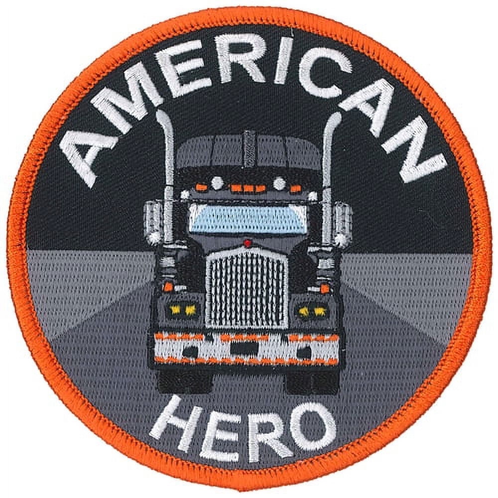 AMERICAN HERO PATCH - TRUCKER LOGO, Thread Rayon Patriotic Iron-On Heat ...