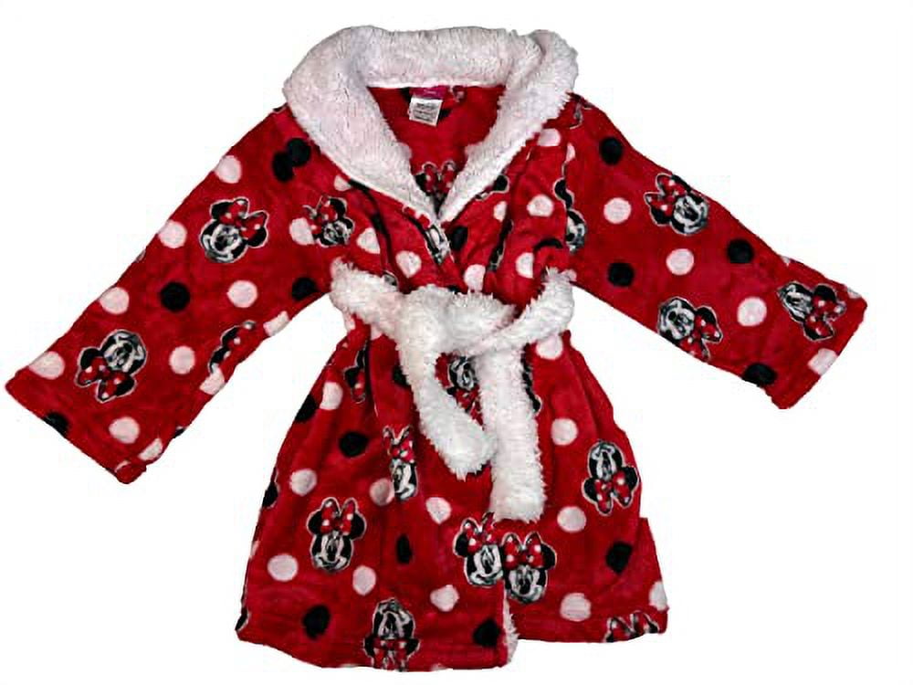 Disney Minnie Mouse Polka Dot Minky Fleece, Sherpa Bathrobe, Robe (Size ...