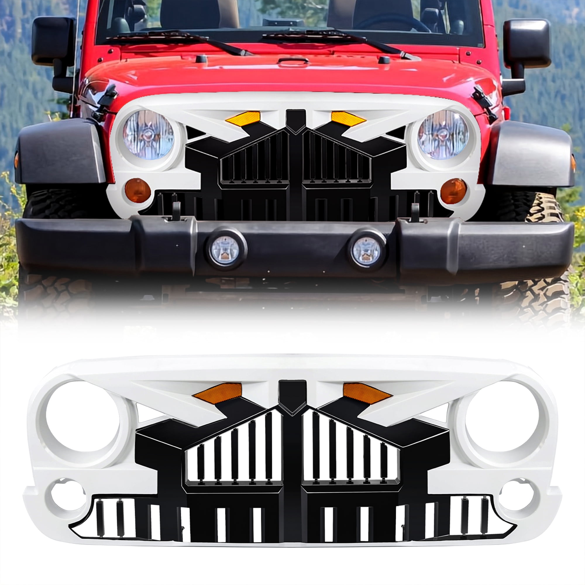 AMERICAN MODIFIED Empire Grille 07-18 Jeep Wrangler JK w/ Amber LED ...