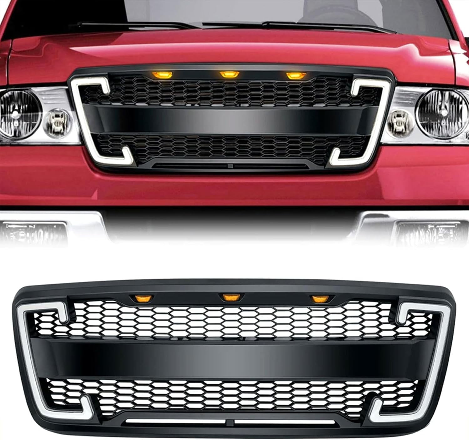 AMERICAN MODIFIED Front Grille Compatible with 2004-08 Ford F150 ...