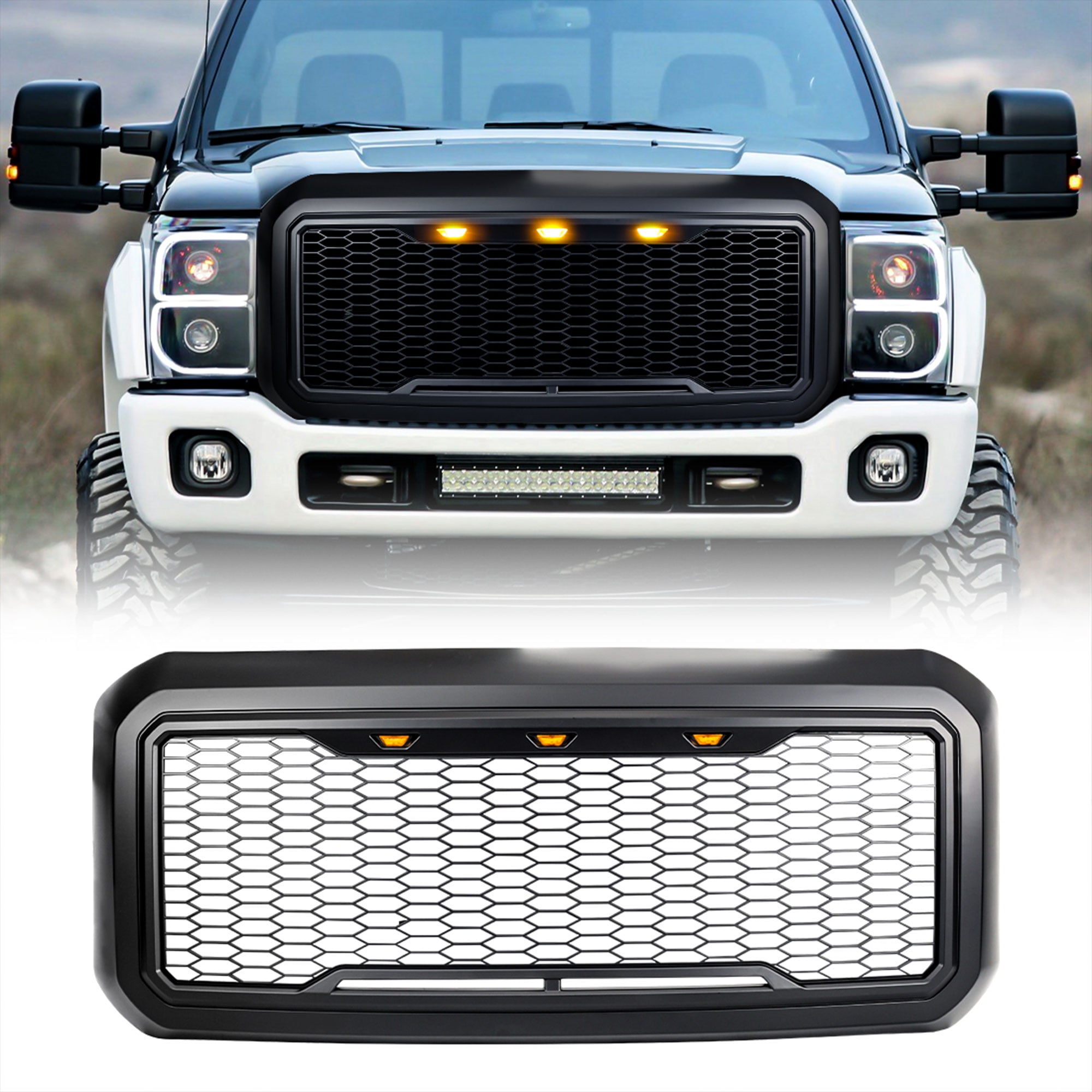 AMERICAN MODIFIED Front Grille for 11-16 Ford F250/350/450/550, Matte ...