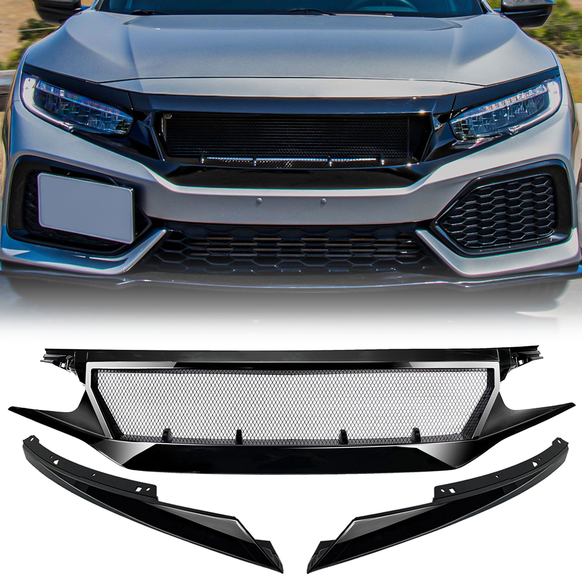 Pre-Owned AMERICAN MODIFIED Grille for 16-21 Honda Civic/Sedan ...