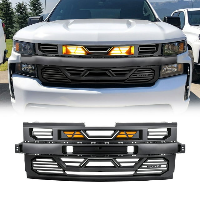 AMERICAN MODIFIED Grille w/LEDs for 19-21 Chevy Silverado 1500, Matte ...