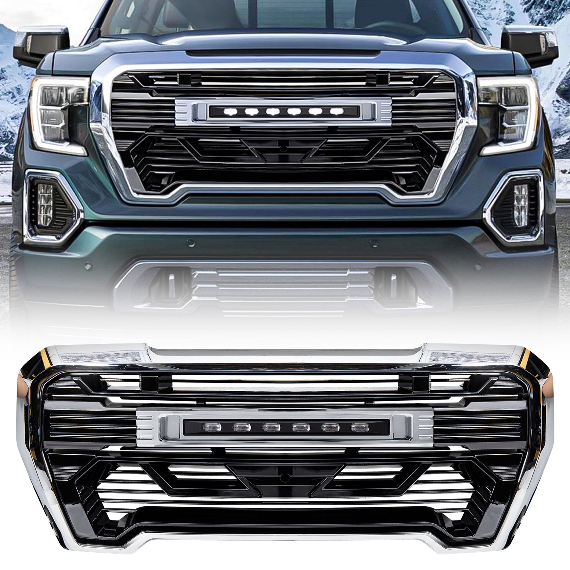 AMERICAN MODIFIED Grille w/Lights for 19-21 GMC Sierra 1500 Base, & SLE ...