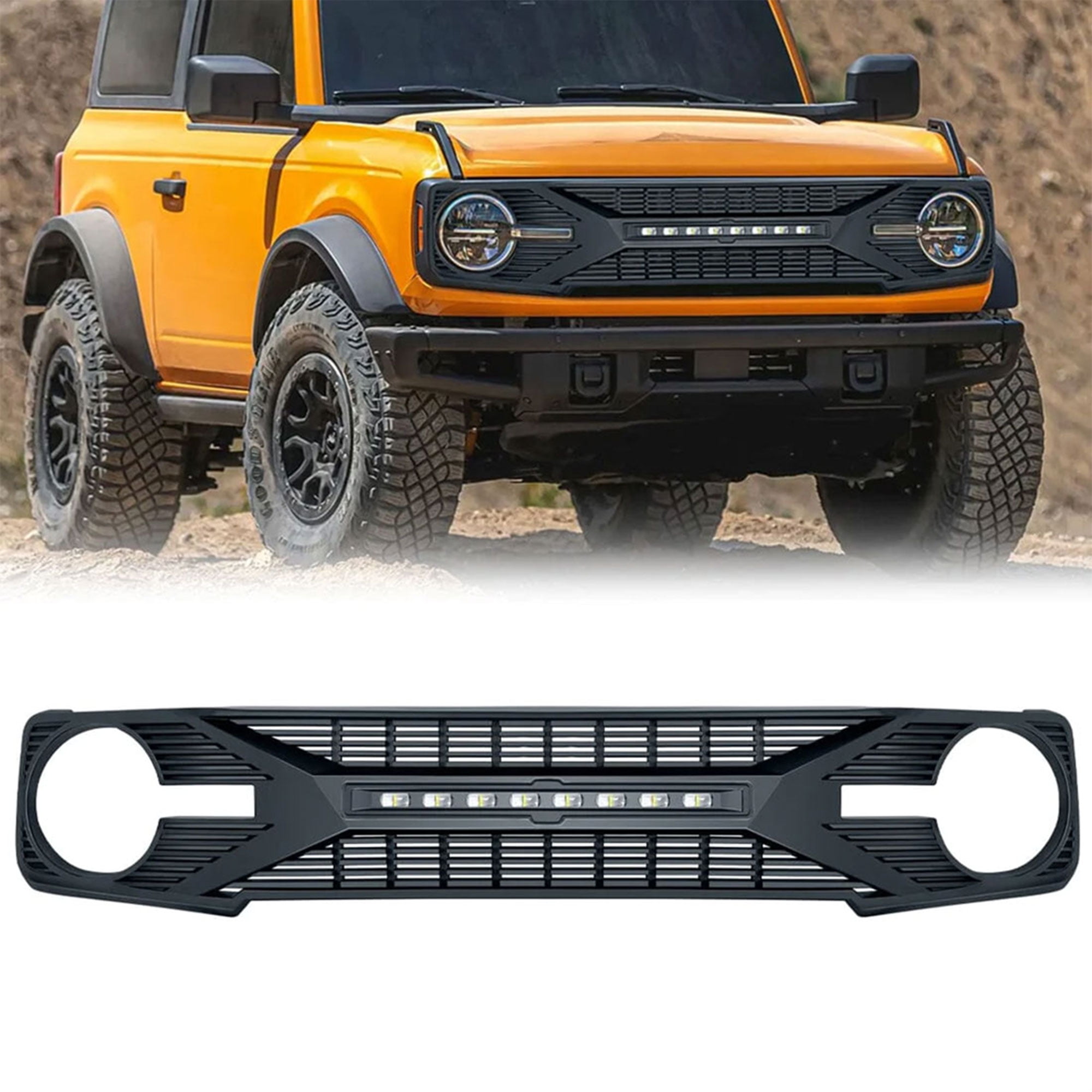 AMERICAN MODIFIED Grille w/ Lights for 21-24 Ford Bronco w/o Front ...