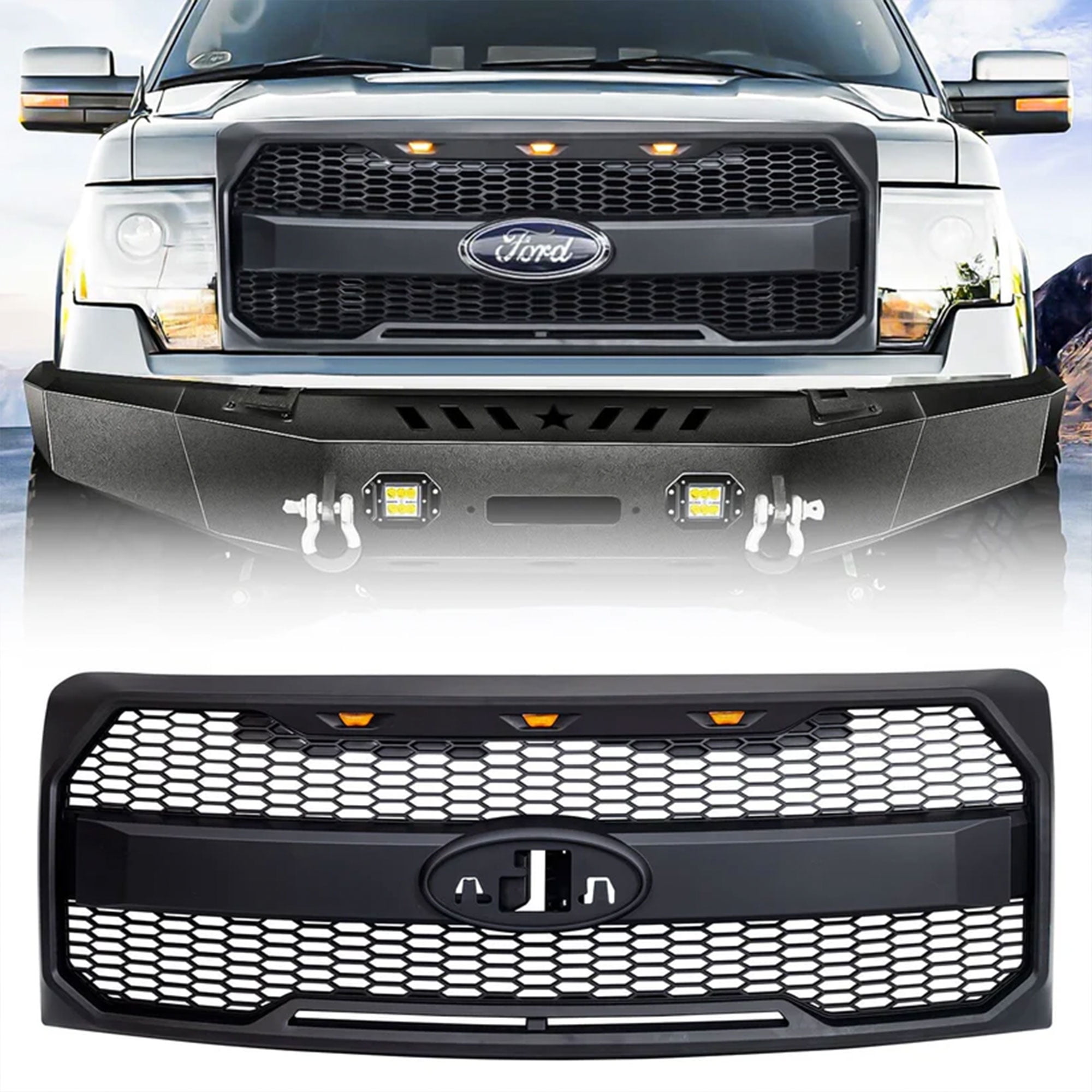 AMERICAN MODIFIED Raptor Style Mesh Grill for 2009 to 2014 Ford F150 ...