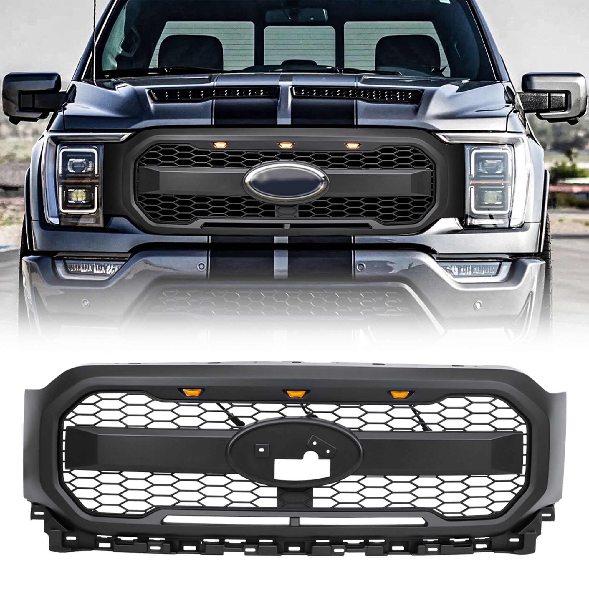 AMERICAN MODIFIED Raptor Style Mesh Grill for 2021 to 2023 Ford F150 ...
