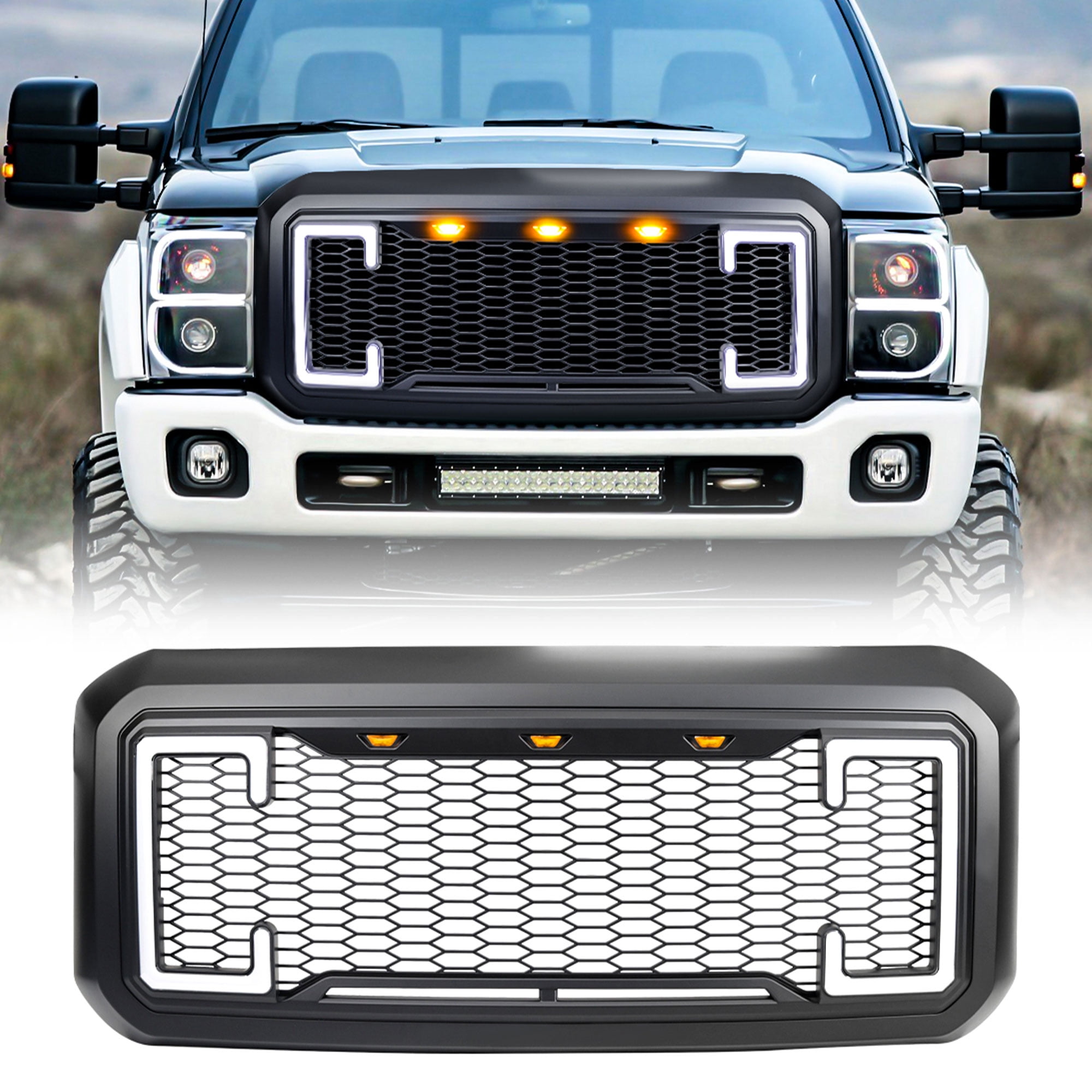 AMERICAN MODIFIED Raptor Style Mesh Grille for 11-16 Ford F250/350/450 ...