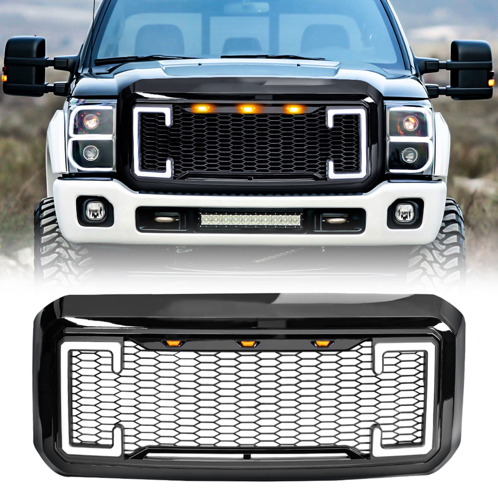 AMERICAN MODIFIED Raptor Style Mesh Grille for 11-16 Ford F250/350/450 ...