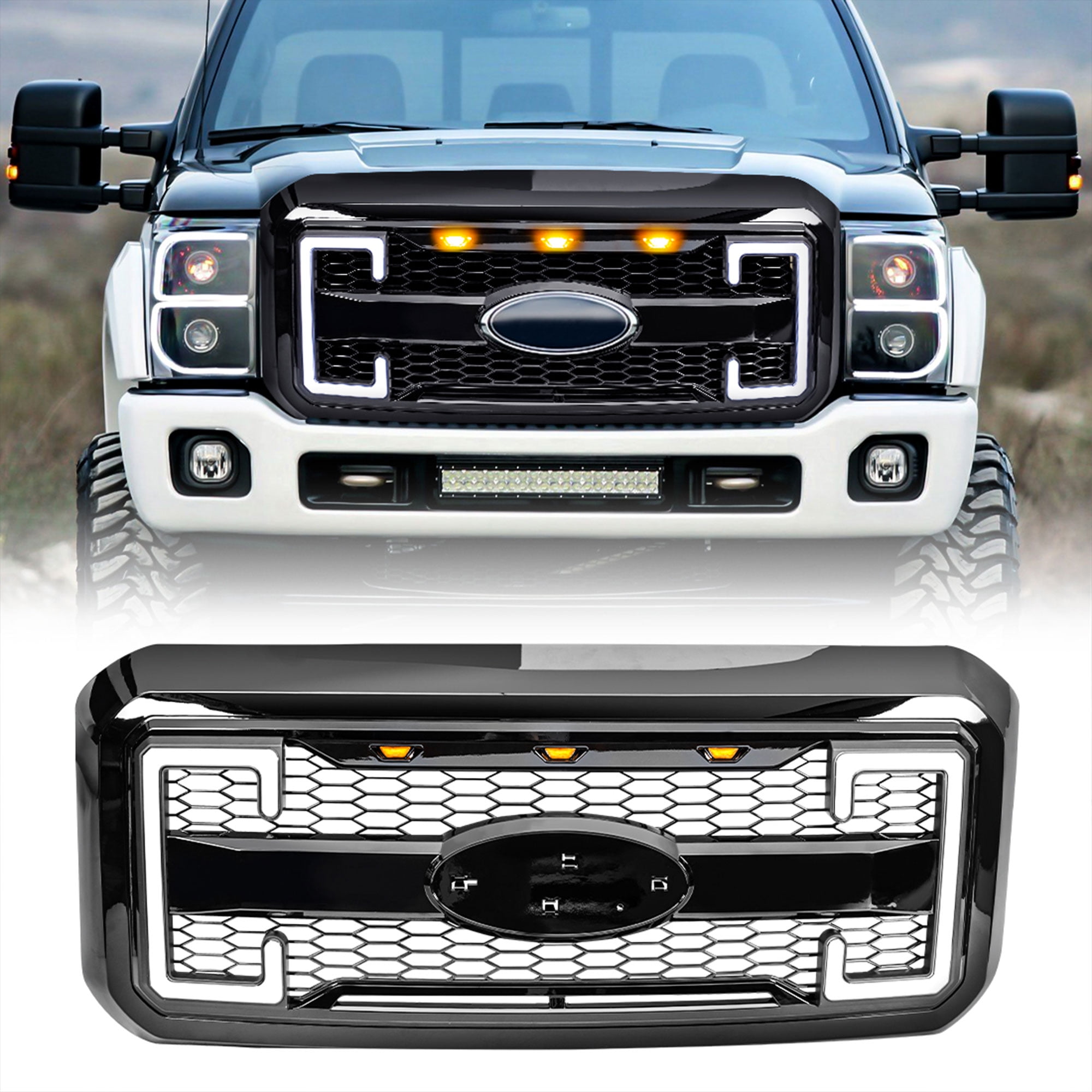 AMERICAN MODIFIED Raptor Style Mesh Grille for 11-16 Ford F250/350/450 ...