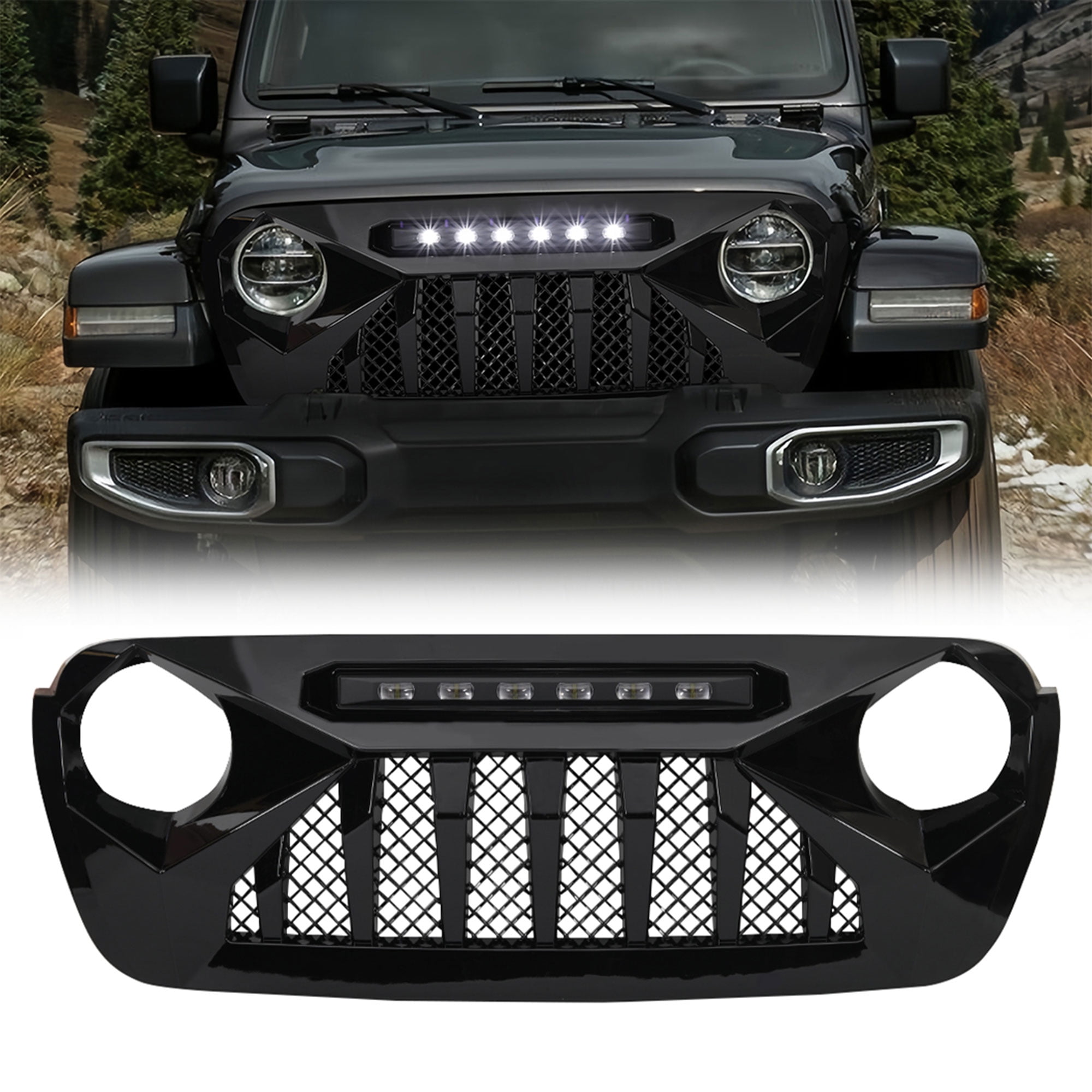 AMERICAN MODIFIED Shark Grille for 2018+ Wrangler JL & 2020+ Gladiator ...