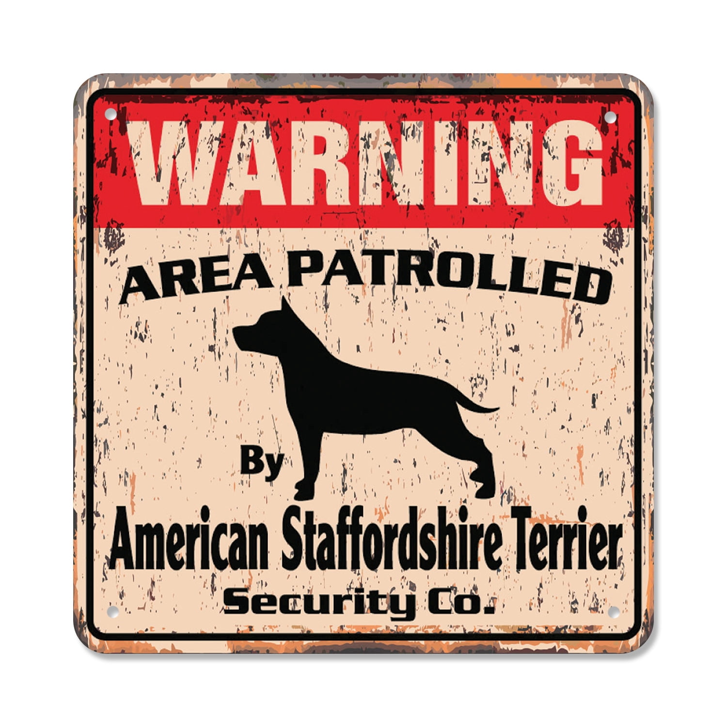 AMERICAN STAFFORDSHIRE TERRIER Vintage Security Sign Patrol dog pet ...