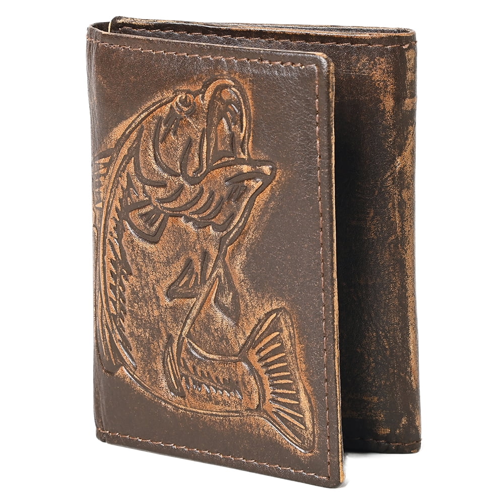 AMERICAN TANNER Genuine Leather Hand Burnished Trifold Wallet For Men ...