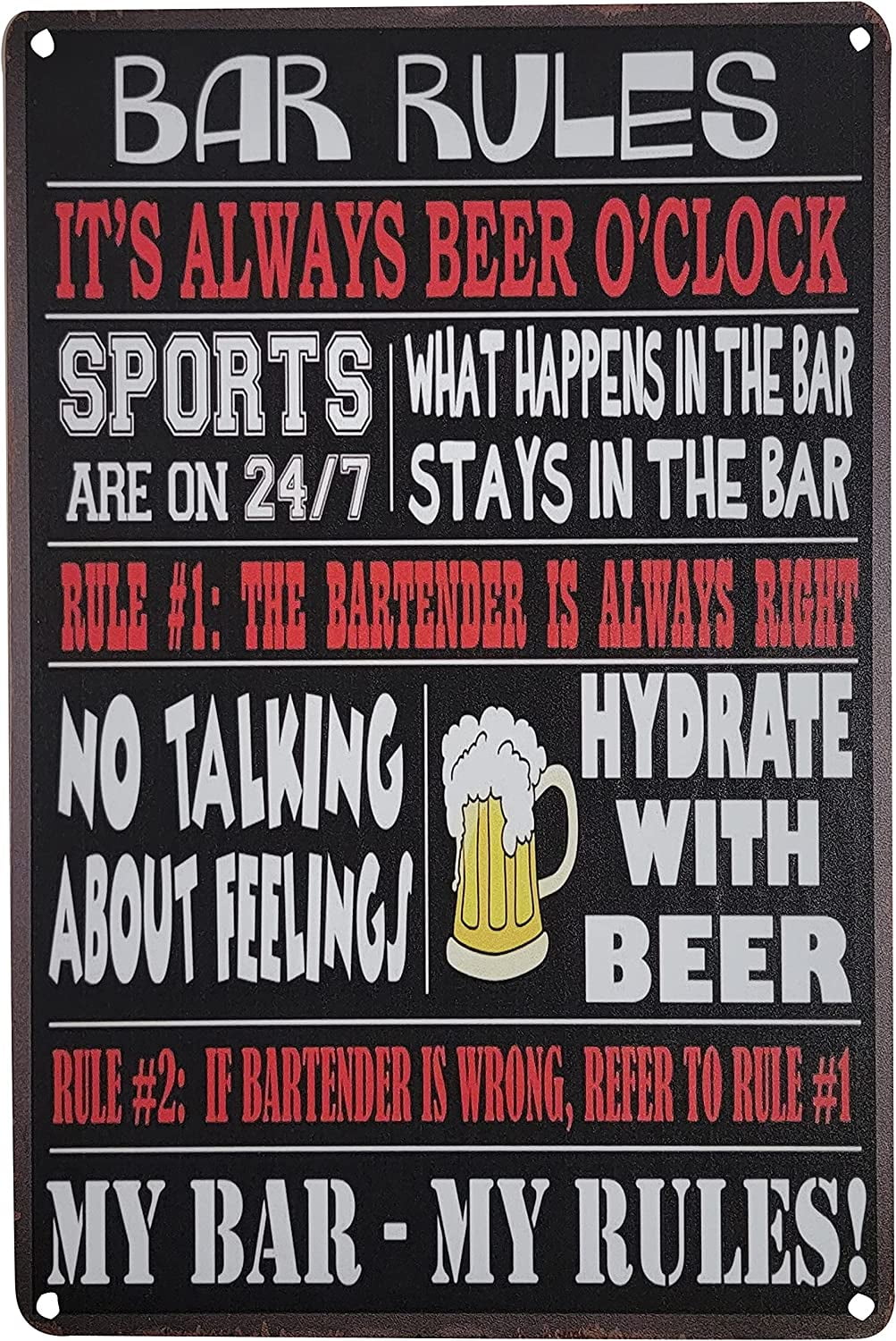 AMERICAN WIT (BAR Rules - It's Always Beer O'CLOCK.) 8" x 12" Metal Tin ...