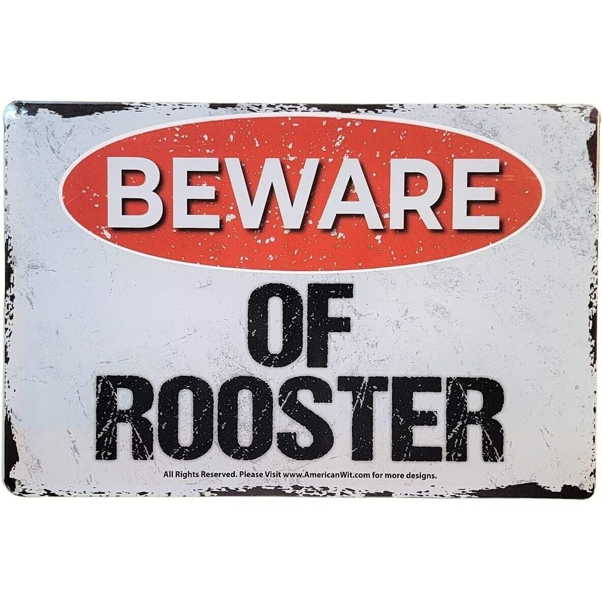 AMERICAN WIT Vintage Farmhouse Decor, Tin 12" x 8" Sign (BEWARE OF ...