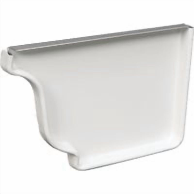 AMERIMAX HOME PRODUCTS Gutter Right End Cap, White Galvanized Steel, 4 ...