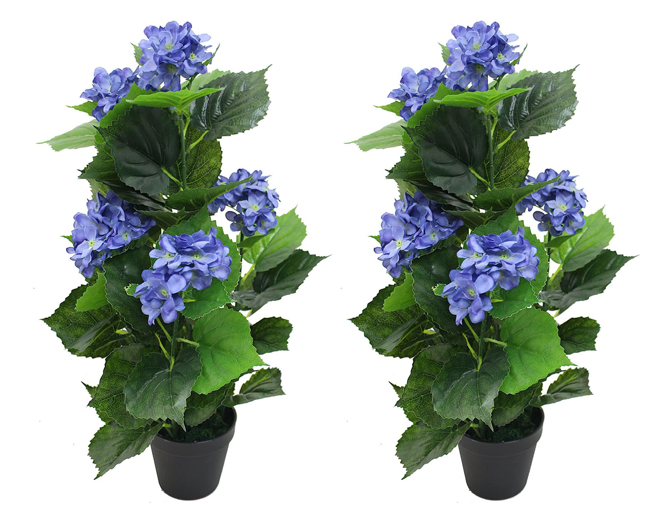 AMERIQUE Pair 24 Inch Blooming Artificial Indigo Blue Hortensia ...