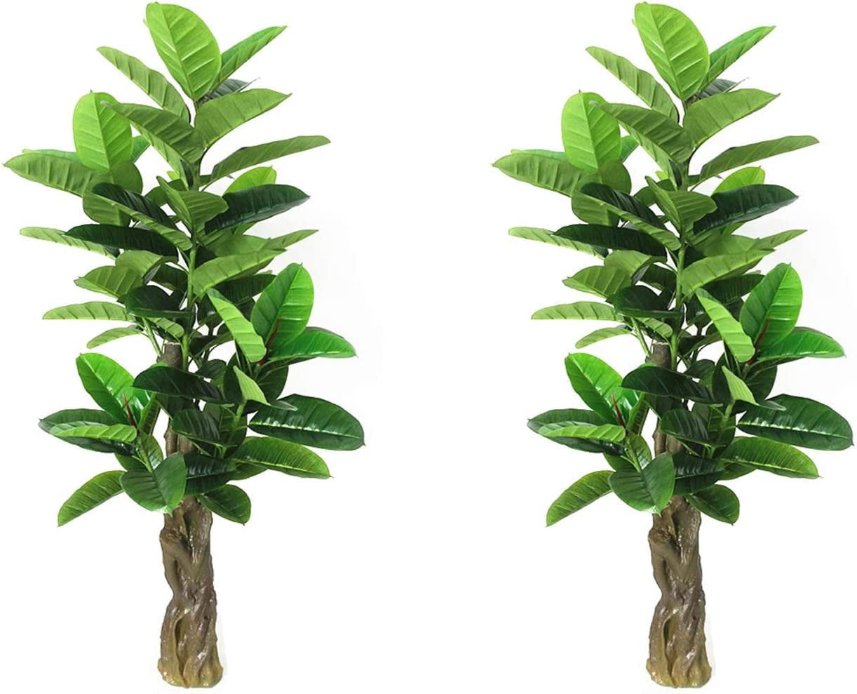 AMERIQUE Pair Gorgeous & Unique 6 Feet Tropical Rubber Artificial Plant ...