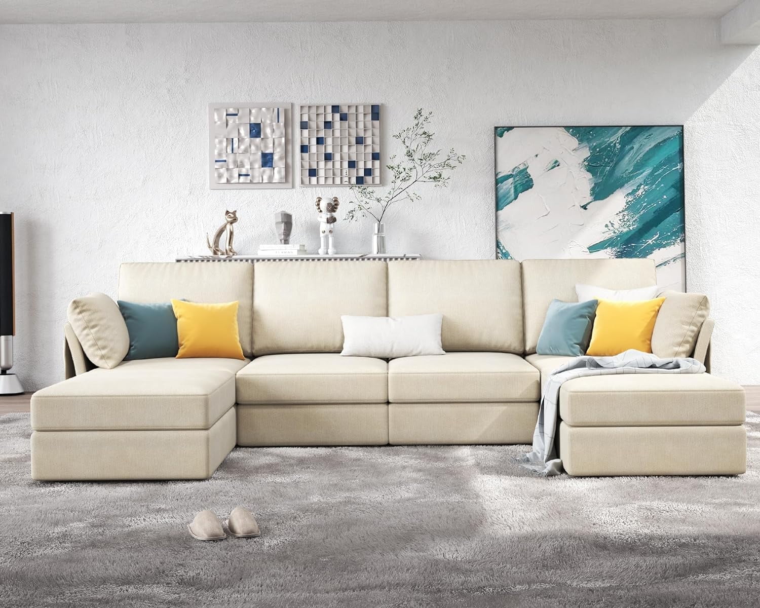 VANACC 124 Inches Modular Sectional Sofa, Oversized Sectional Sofa with ...