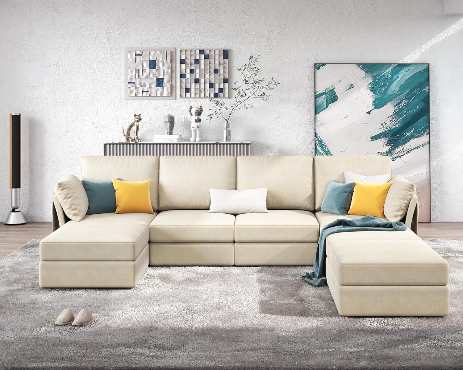 AMERLIFE 124 Inches Modular Sectional Sofa, Oversized Sectional Sofa ...