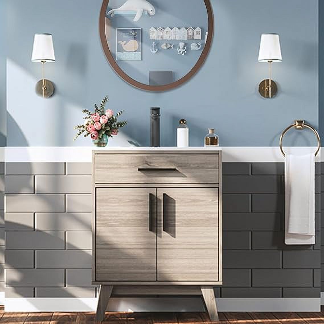 SMALL BATHROOM VANITY CABINET AND SINK WHITE - Walmart.com