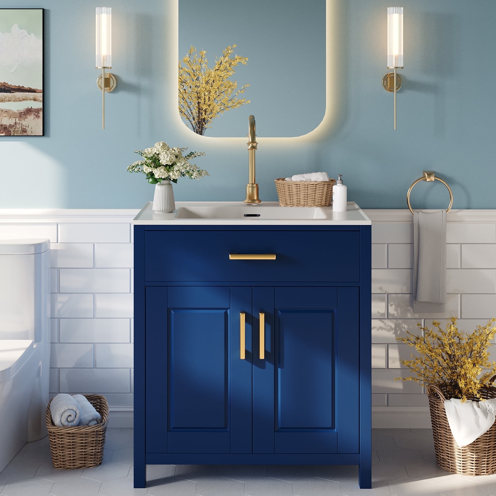 Merluxy 31" Bathroom Vanity with Sink Combo, Modern Small Single ...