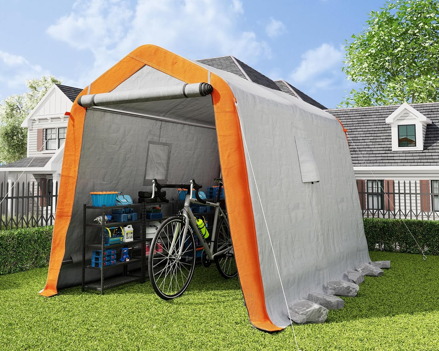 AMERLIFE 6x8x6.6 ft Heavy Duty Portable Shed Storage Shelter, Outdoor ...