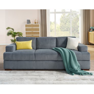 Ouyessir 3 Seater Velvet Sofa,Modern Upholstered Tufted Sofa with ...