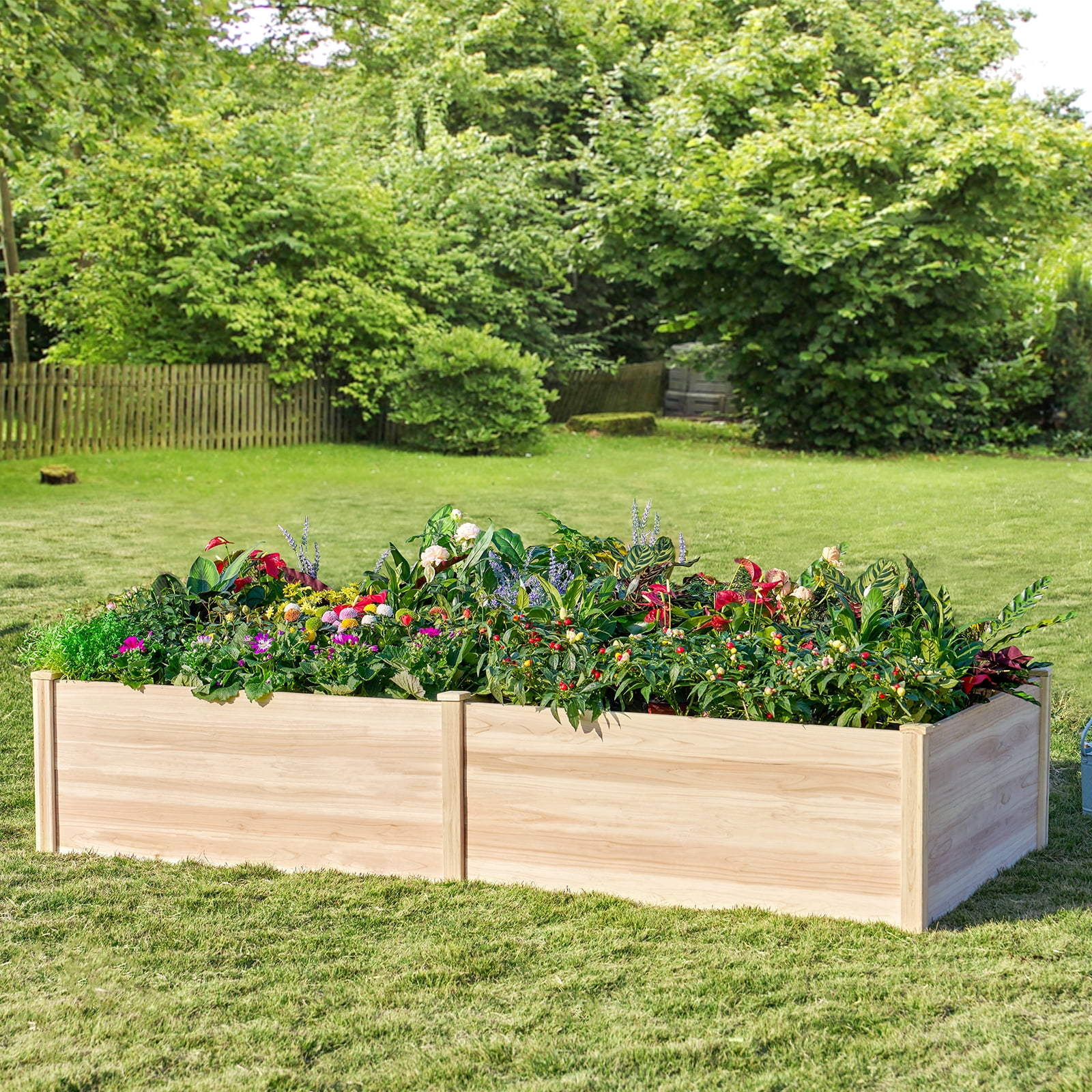 AMERLIFE Large Elevated Outdoor Garden Planter Box 8x4 ft, Frontyard ...