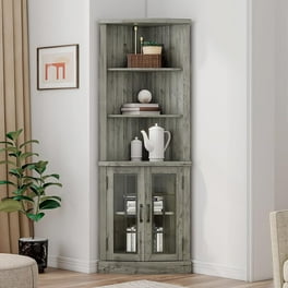 Tribesigns 73 Inches Tall Corner Shelf 6 Tier Freestanding Bookshelf Storage Cabinet with Door Space Saving Display Rack Bathroom Shelves Walmart