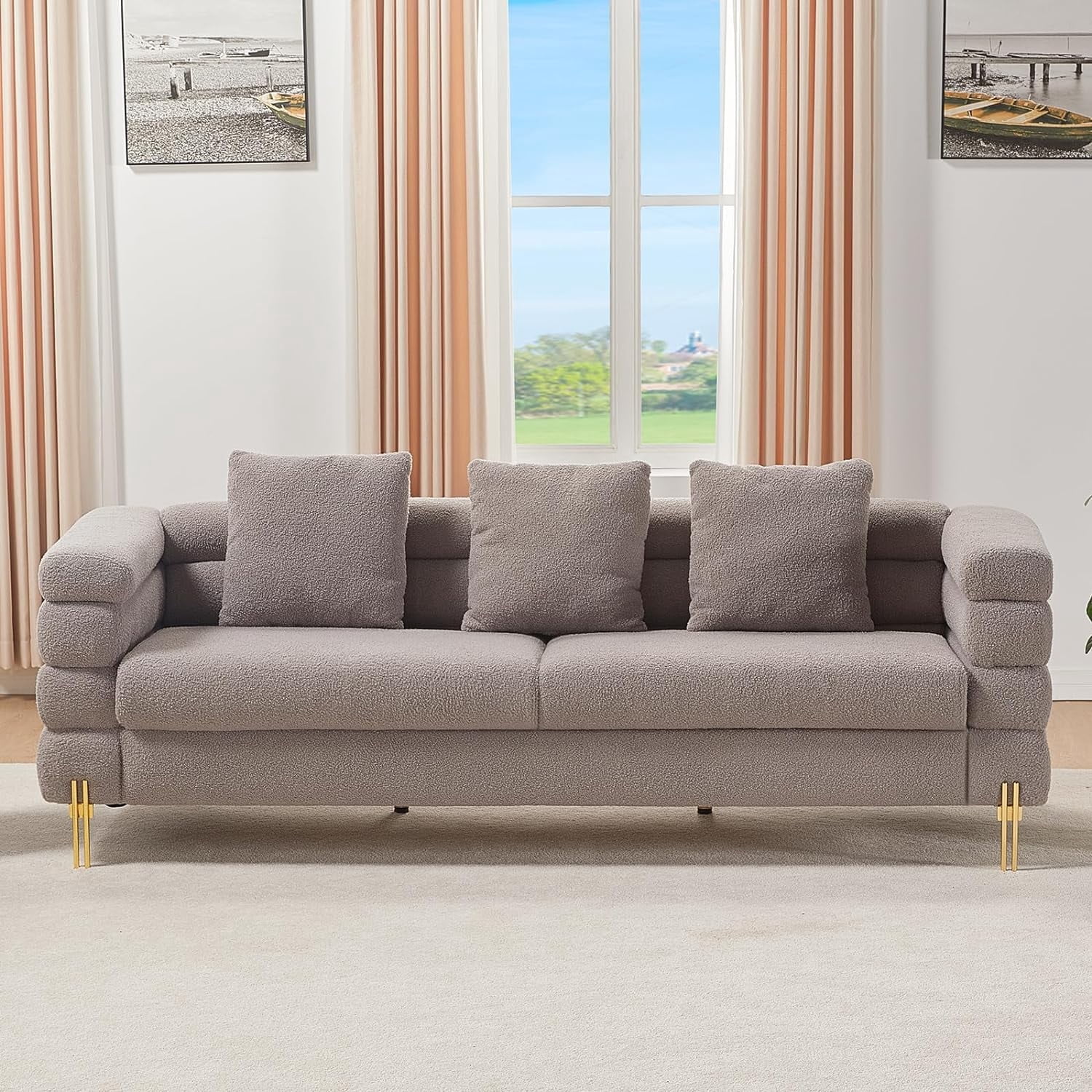 VANACC Modern Sofa Couch, 24''Extra Deep Seat Sofa for Living Room, 85 ...
