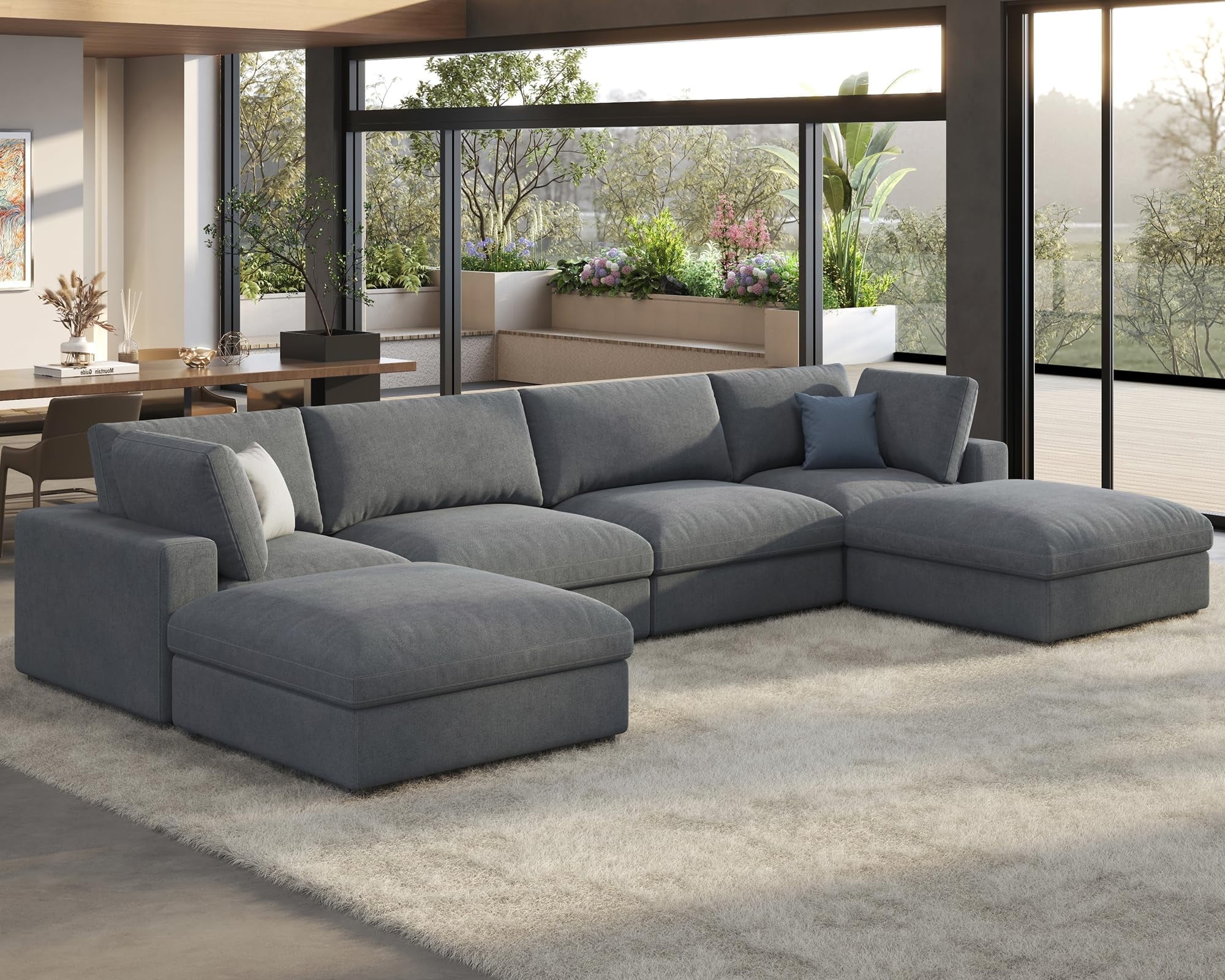 VANACC Modular Sectional Sofa, 152 Inches Down Filled Sectional Sofa, 6 ...