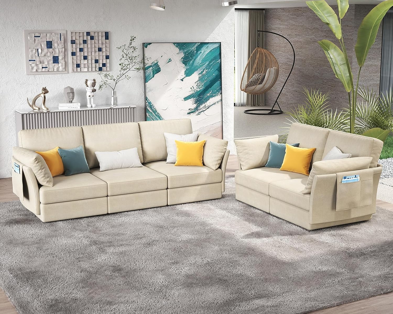 AMERLIFE Modular Sectional Sofa, 5 Seats 3 Seater and Loveseat 2 Piece Couch, Oversized ...