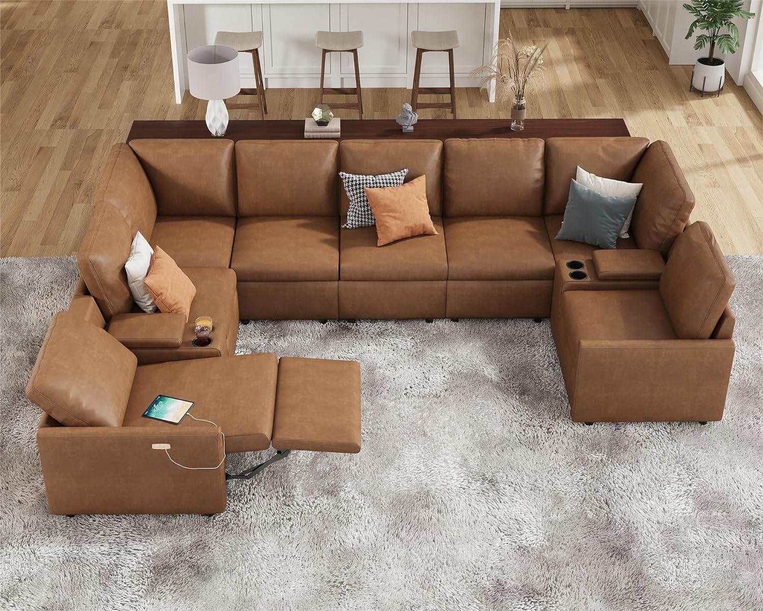 VANACC Power Recliner, Reclining Sectional Sofa with Console& Single ...