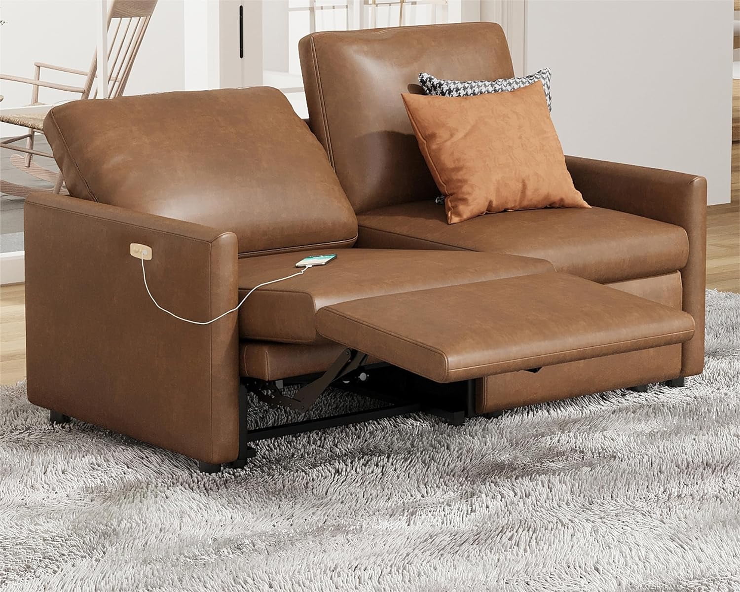 VANACC Reclining Sofa with Console& Single Left Recliner, Loveseat with ...
