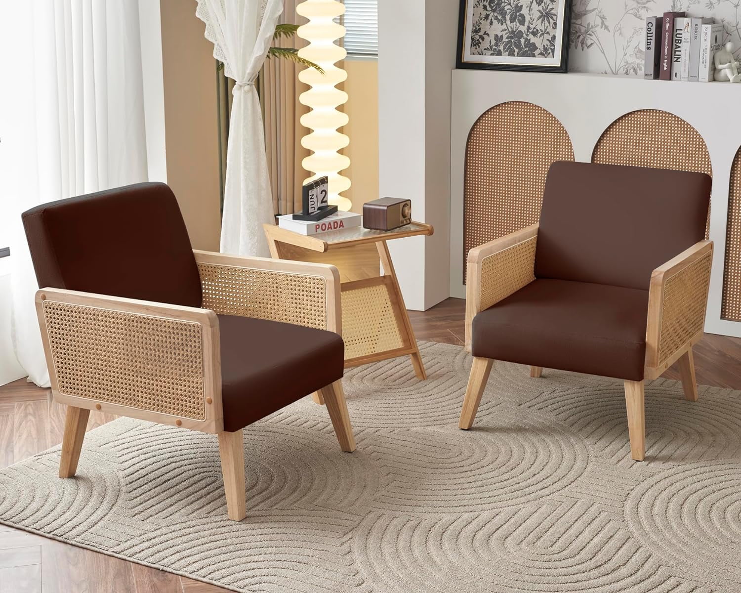 AMERLIFE Rattan Chair, 2 Piece Chair Set- Double Chair Set for Living ...