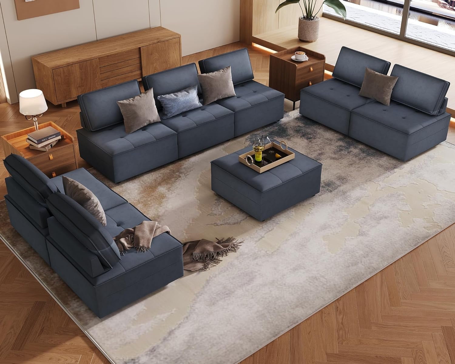 VANACC Sectional Sofa, 8 Seater Modular Sectional Couch- Convertible U ...
