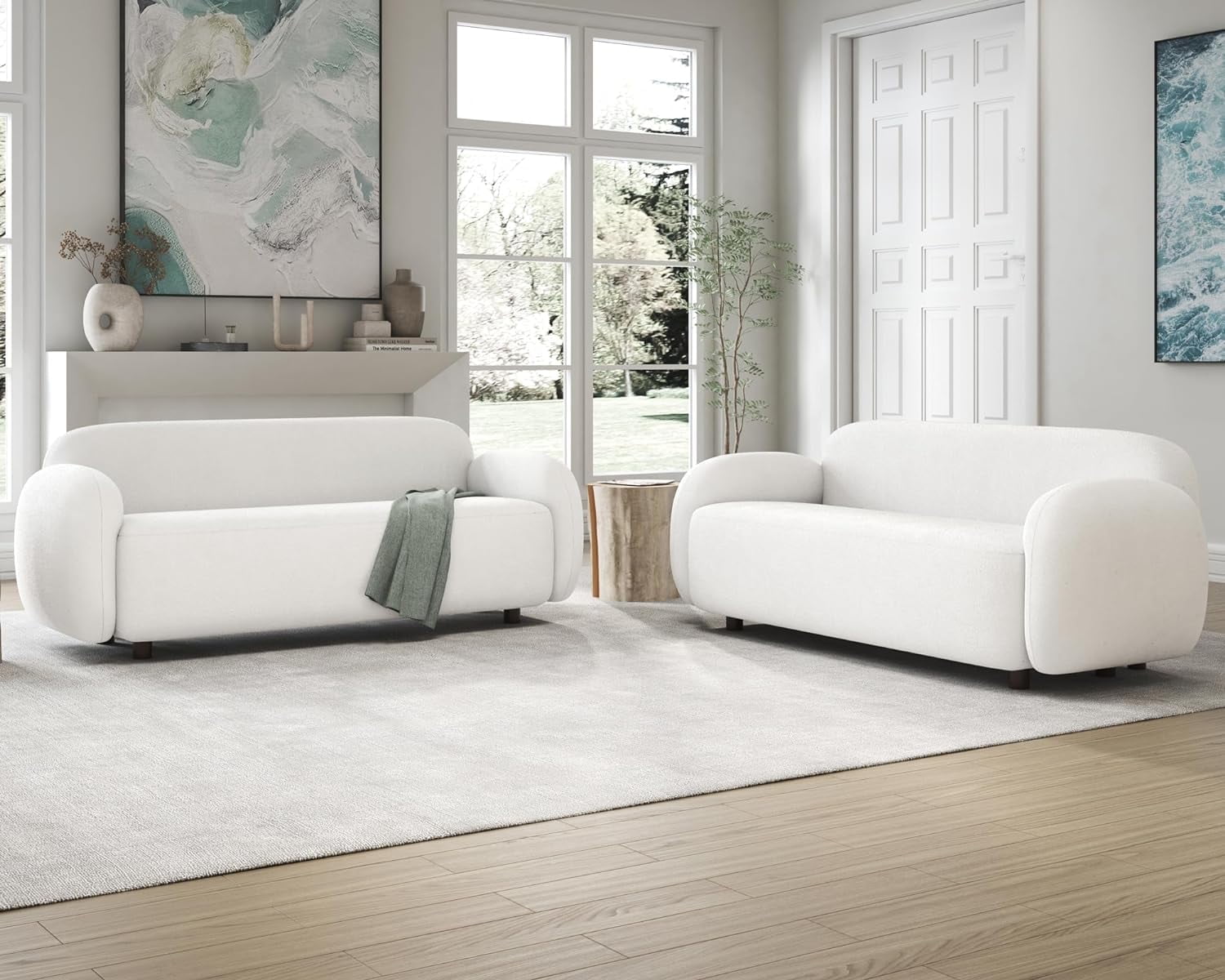 VANACC Sofa,Modern Cloud Couch with Boucle Upholstered,2 Piece Set ...