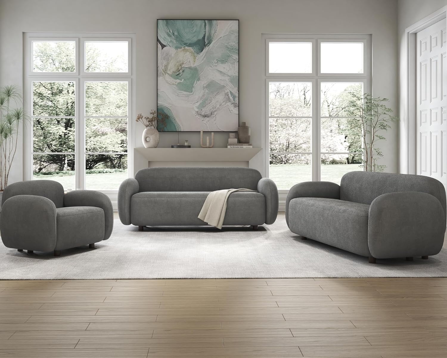 VANACC Sofa,Modern Cloud Couch with Boucle Upholstered,3 Piece Set ...