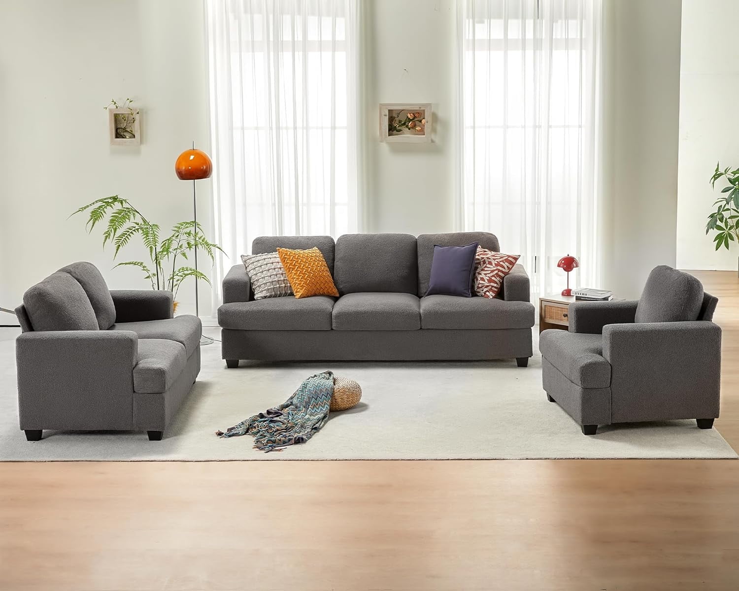 VANACC Sofa, Modern Living Room Set with Deep Seats, Comfy Sofa for ...
