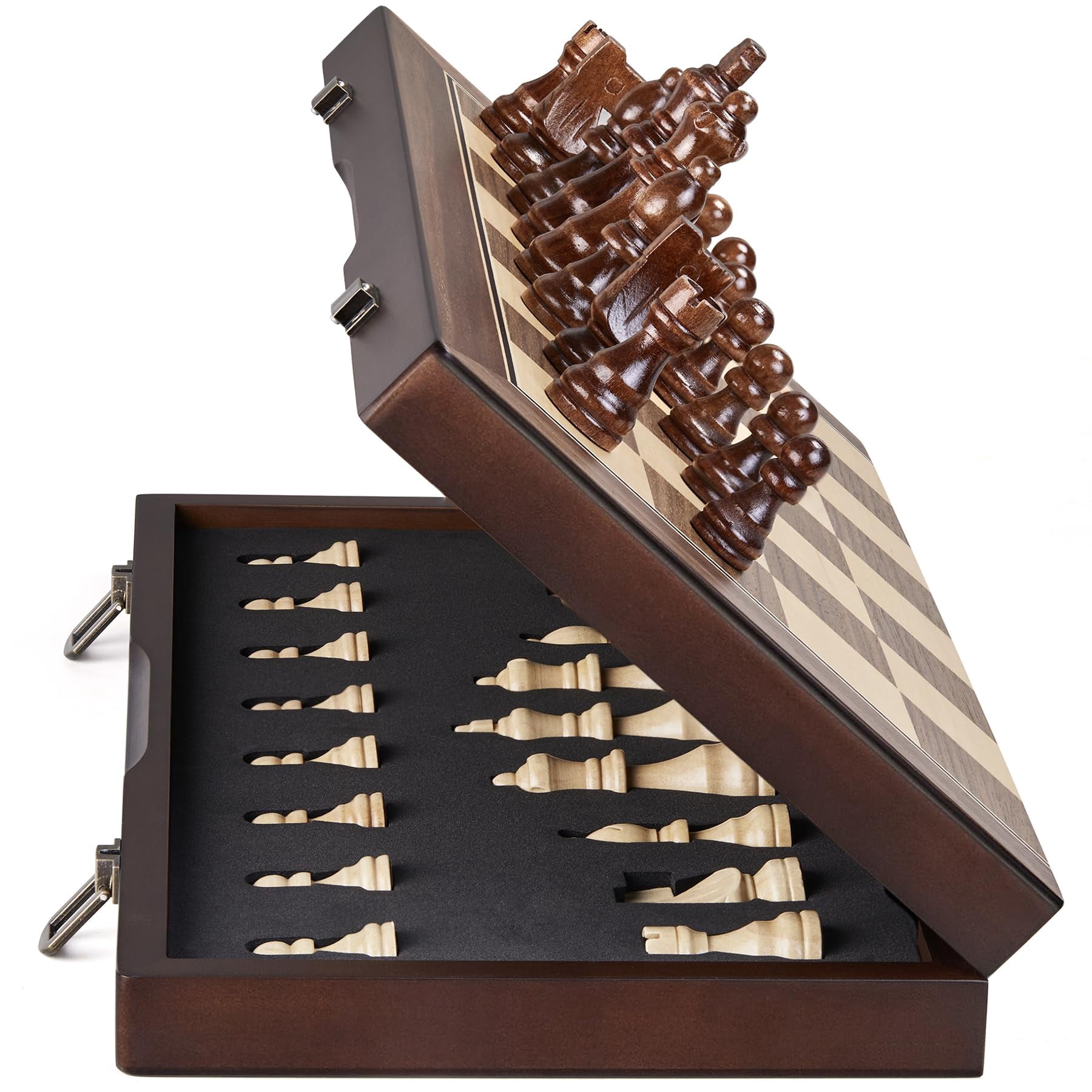 AMEROUS 15'' Magnetic Wooden Chess Set for Adults Kids - with Folding ...
